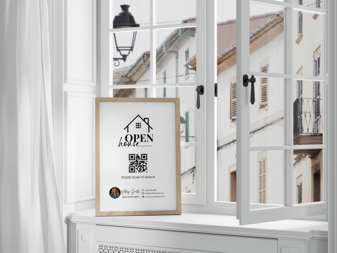 Editable Open House Sign With Qr Code, Open House Welcome Sign Template ...