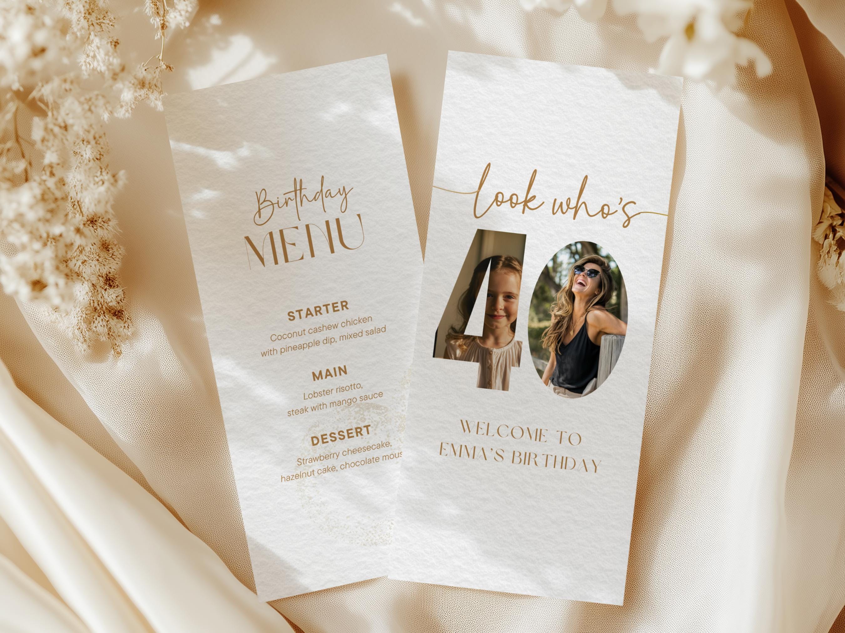 Editable 40th Birthday Menu Card Template, Look Who's 40 Birthday Menu ...