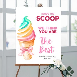 Here's the Scoop You're Awesome Sign, Ice Cream Sign Teacher and Staff ...