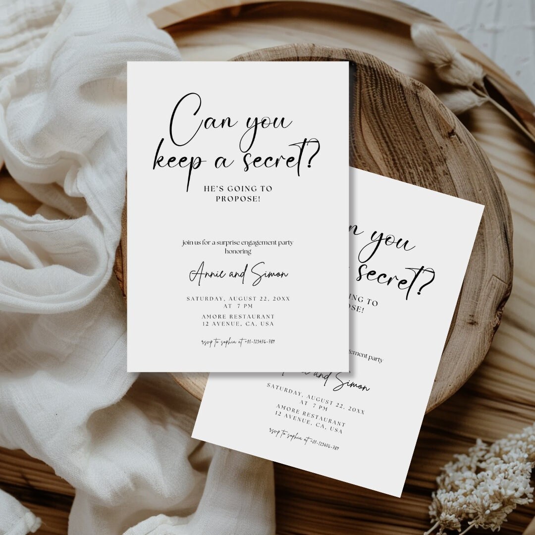 Digital Engagement Party Invitation Template, Surprise Engagement Party ...