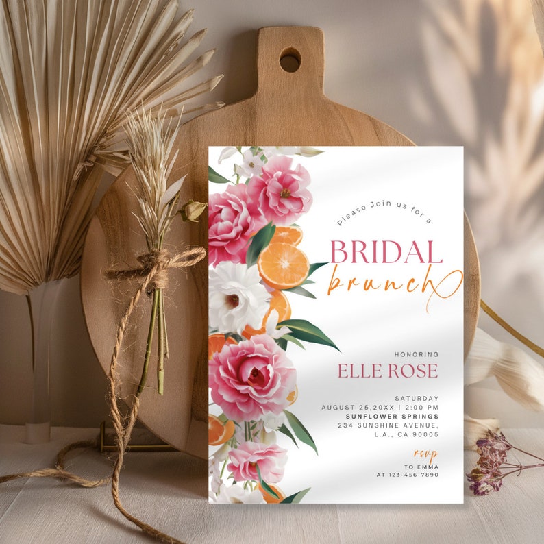 Editable Citrus Bridal Shower Invitation, Orange Bridal Shower ...