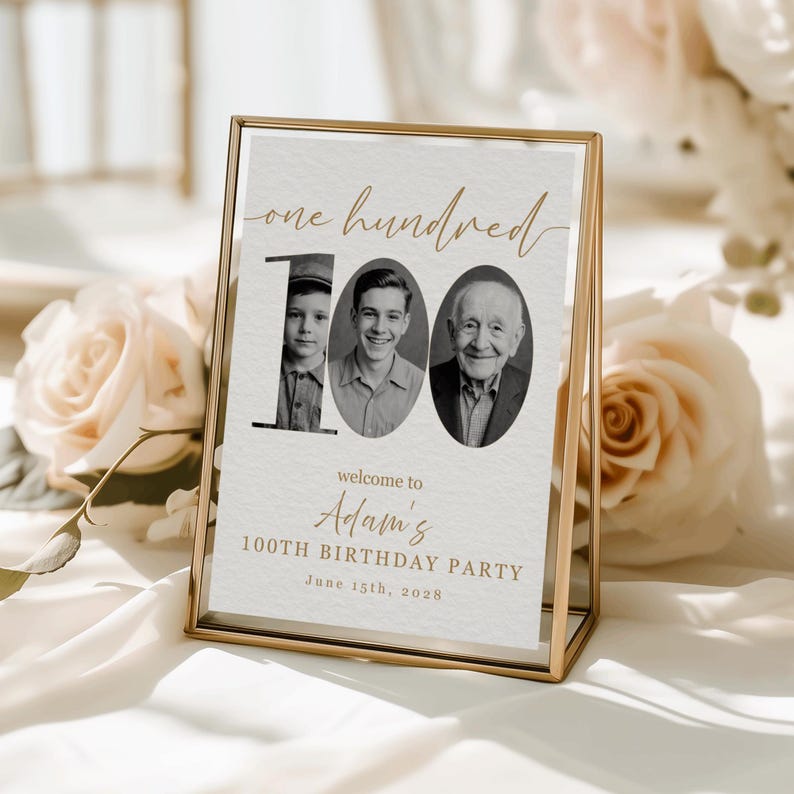 100th Birthday Welcome Sign, One Hundred Photo Poster, Look Who’s 100 ...