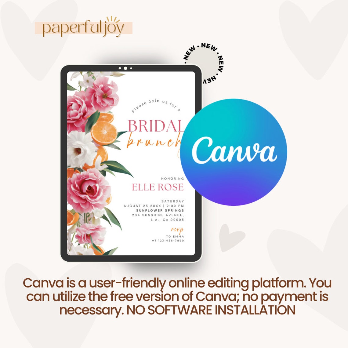 Editable Citrus Bridal Shower Invitation, Orange Bridal Shower ...