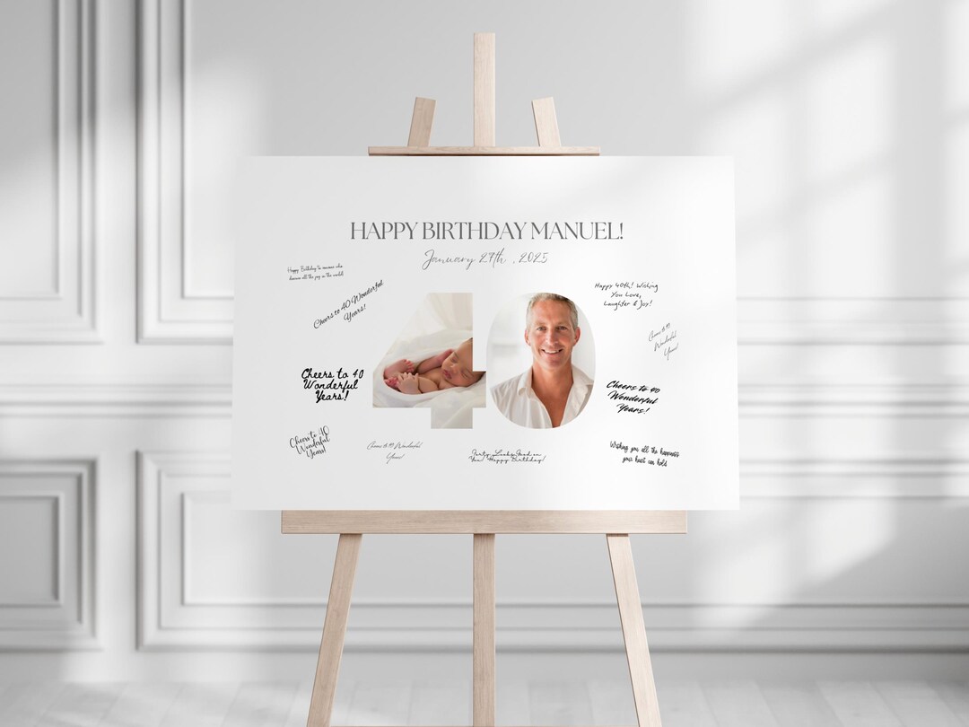 Editable 40th Birthday Signature Board Printable, Minimal 40th Birthday ...