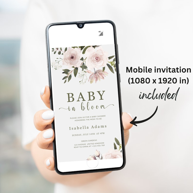 Editable Baby in Bloom Baby Shower Invitation Bundle, Wildflower Baby ...