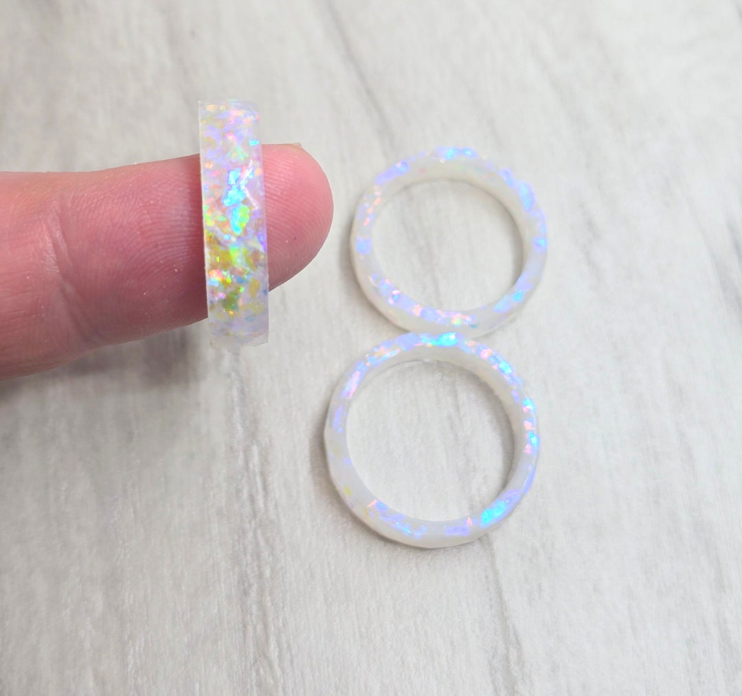 Iridescent Resin Ring. Rainbow Iridescent Resin Ring. Stacking Resin ...