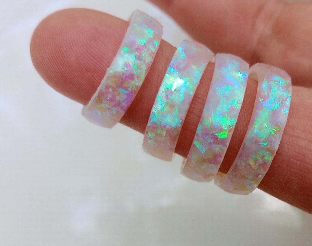 Iridescent Resin Ring. Rainbow Iridescent Resin Ring. Stacking Resin ...
