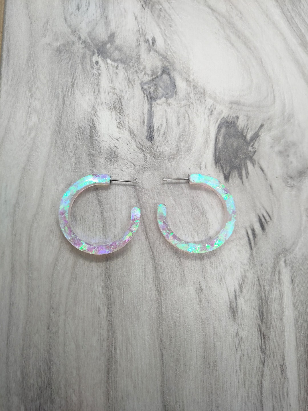 Iridescent Earrings. Iridescent Hoops. Iridescent Resin Earrings ...
