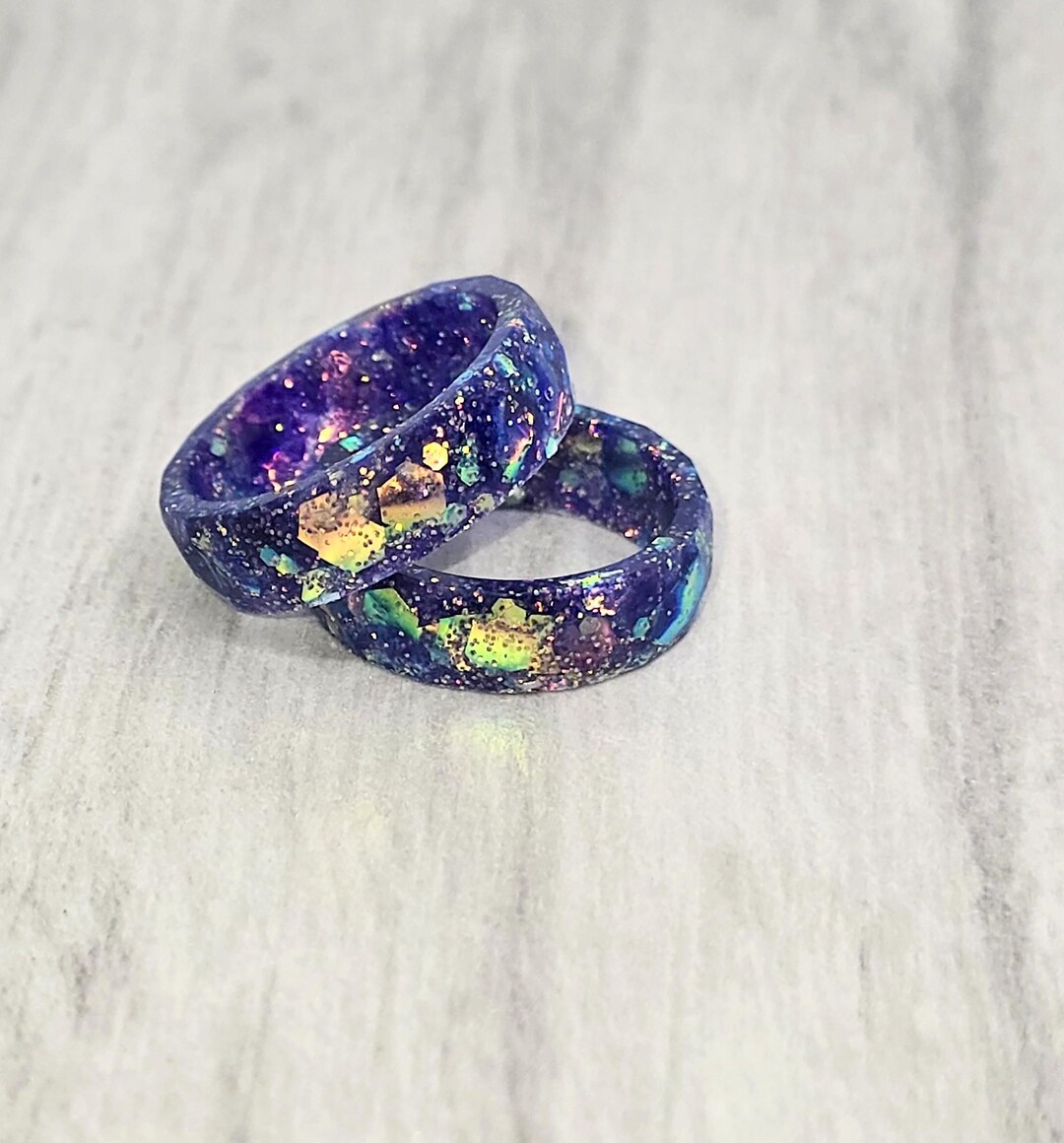 Galaxy Iridescent Ring. Resin Ring. Iridescent Ring. Holographic Ring ...