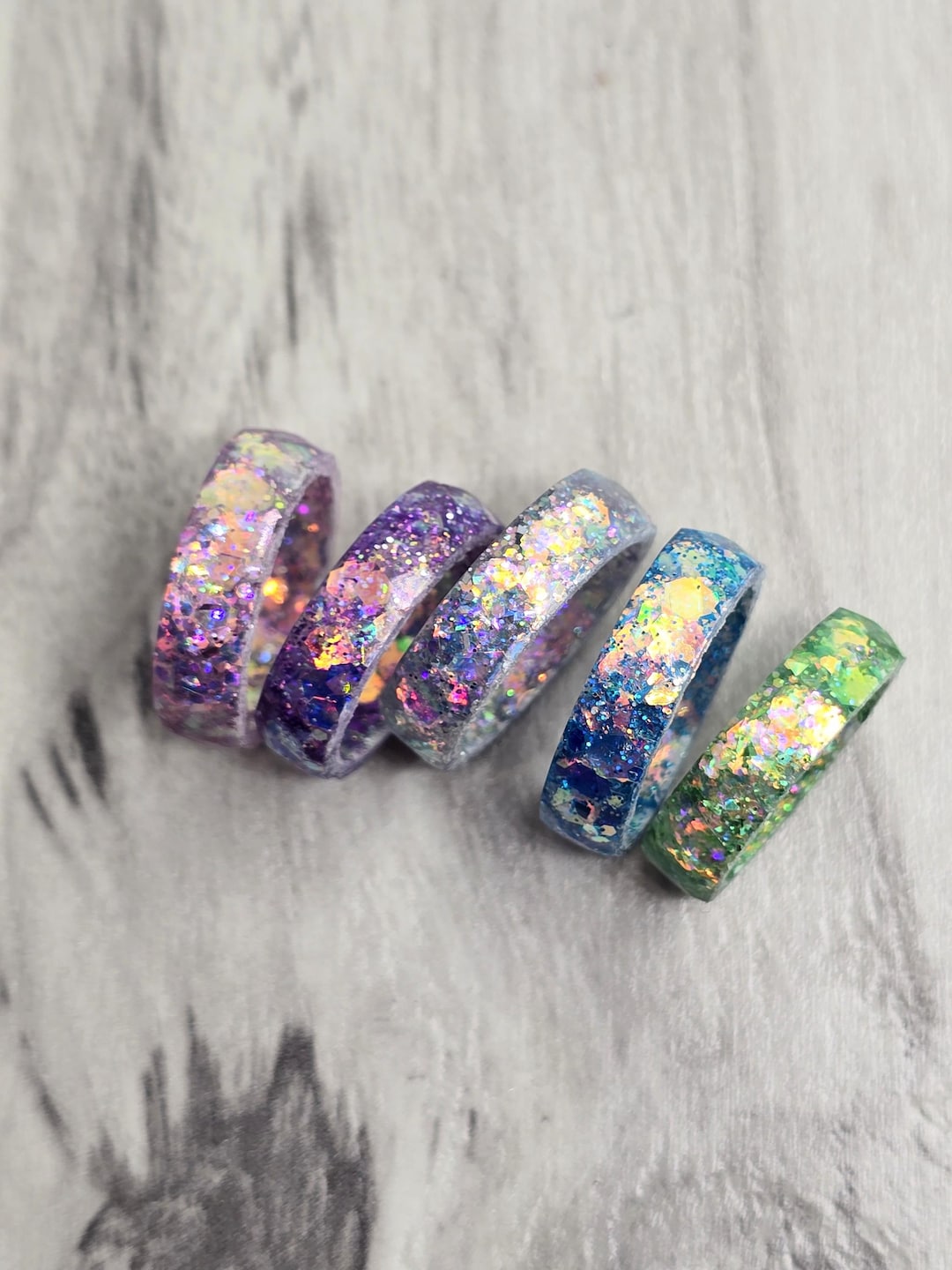 Mermaid Glitter Iridescent Ring. Chose a Color Iridescent Ring. Resin ...