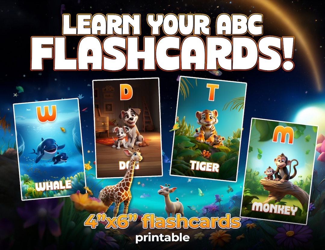 Cartoon Animal Flashcards ABC for Learning the Alphabet + Free Gifts ...