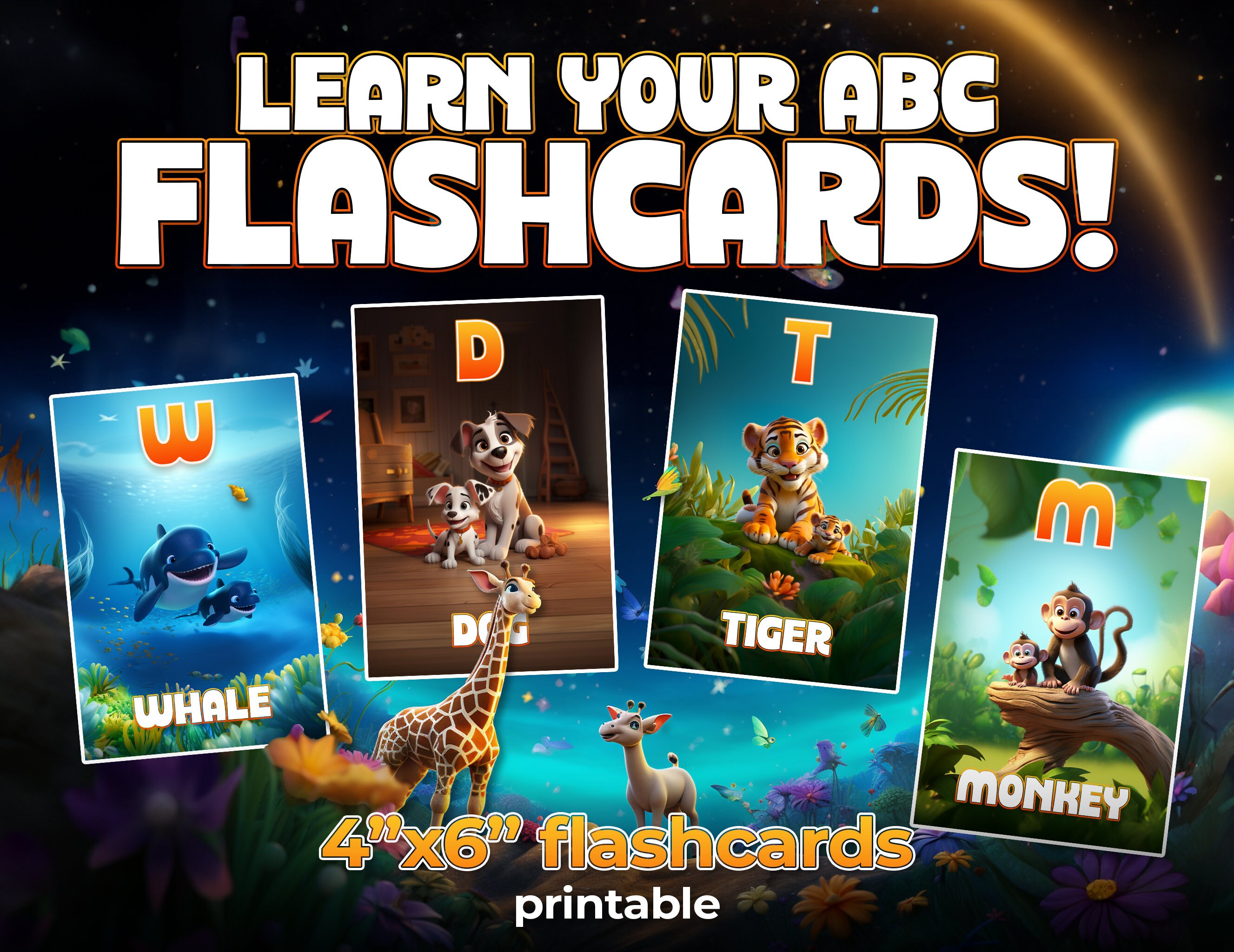 Cartoon Animal Flashcards ABC for Learning the Alphabet Free Gifts for ...