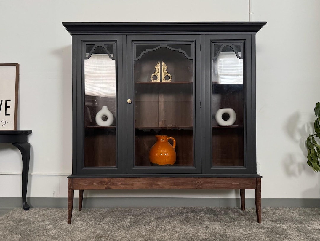Black Hutch With Custom Wood Base (free Shipping) - Etsy