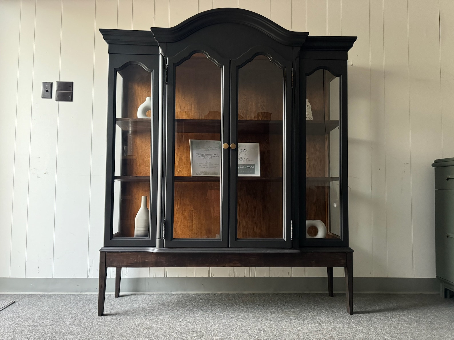 SOLD * Black Arched Hutch With Wood Base (delivery Available) - Etsy