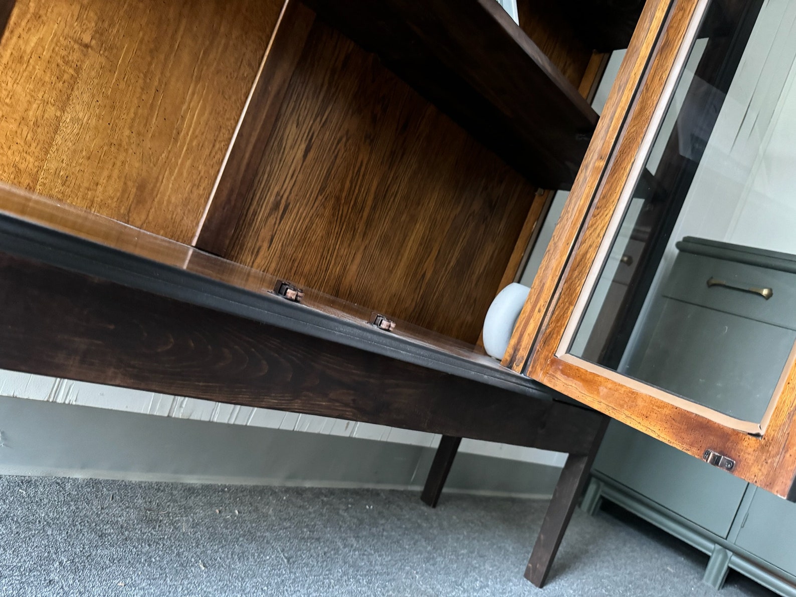 SOLD Black Arched Hutch With Wood Base delivery Available - Etsy