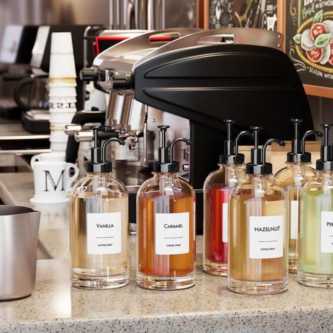 White Flavors Labels Tea Coffee Labels Black and White Square - Etsy