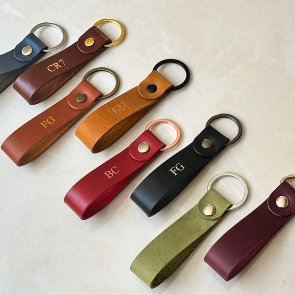 Leather Keychain - Etsy