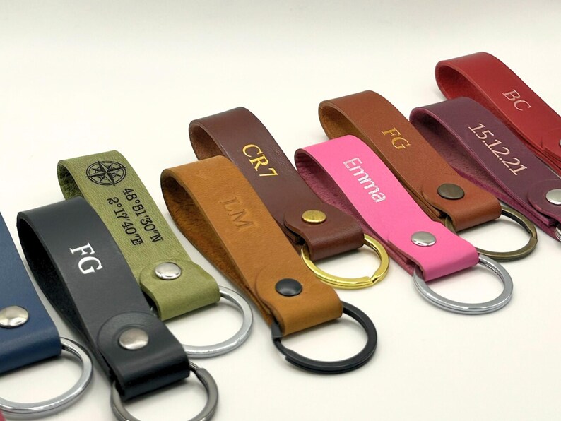 Custom Leather Keychain Name Engraved Couple Quote, Personalized ...
