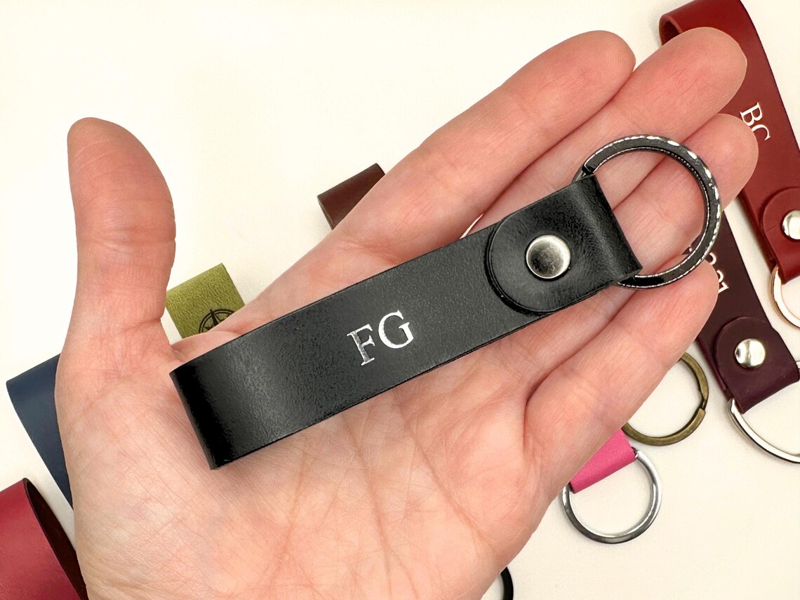 Custom Leather Keychain Name Engraved Couple Quote, Personalized ...