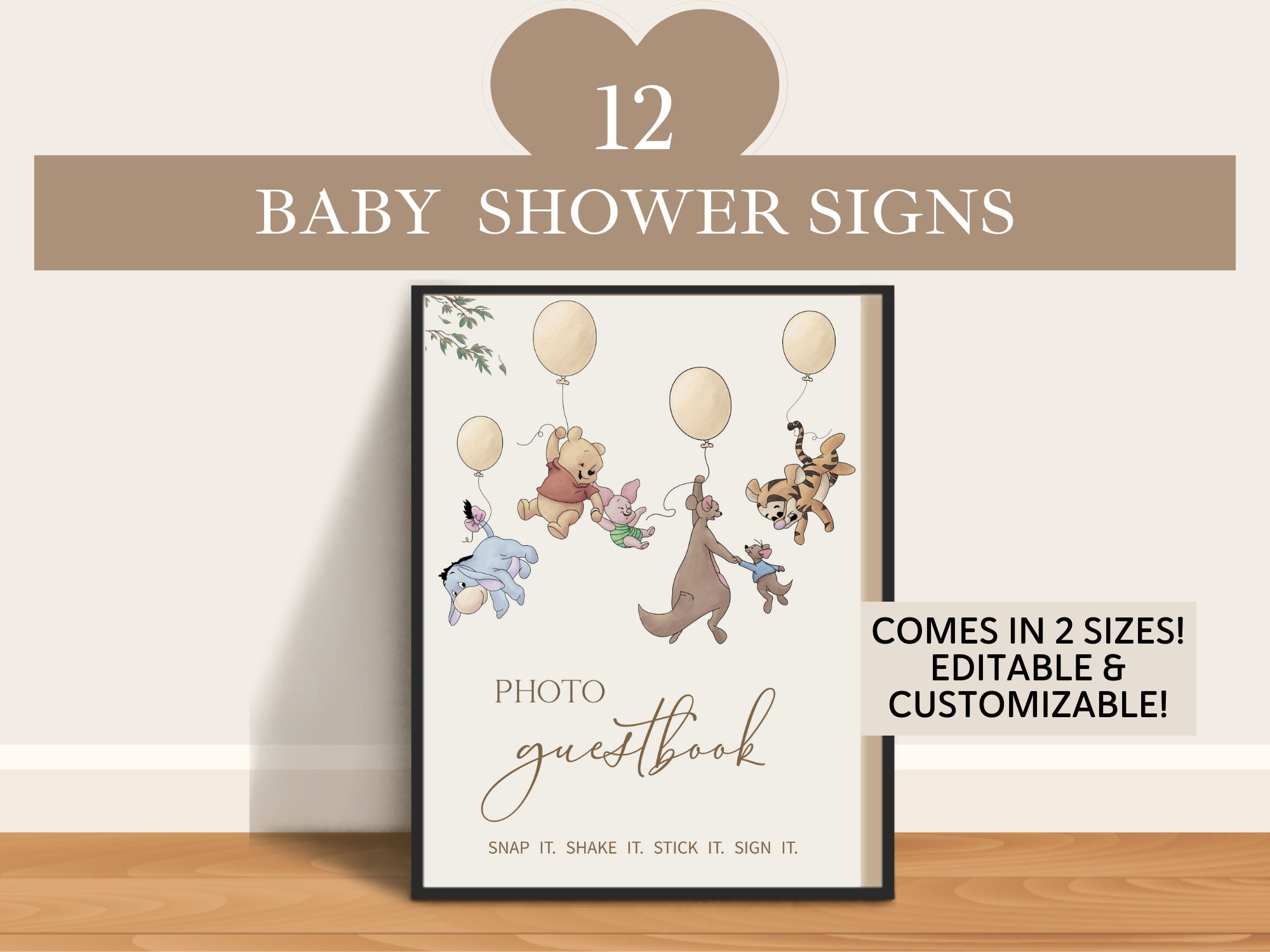 Classic Winnie the Pooh Baby Shower Signs,balloon Decor Sign Template ...