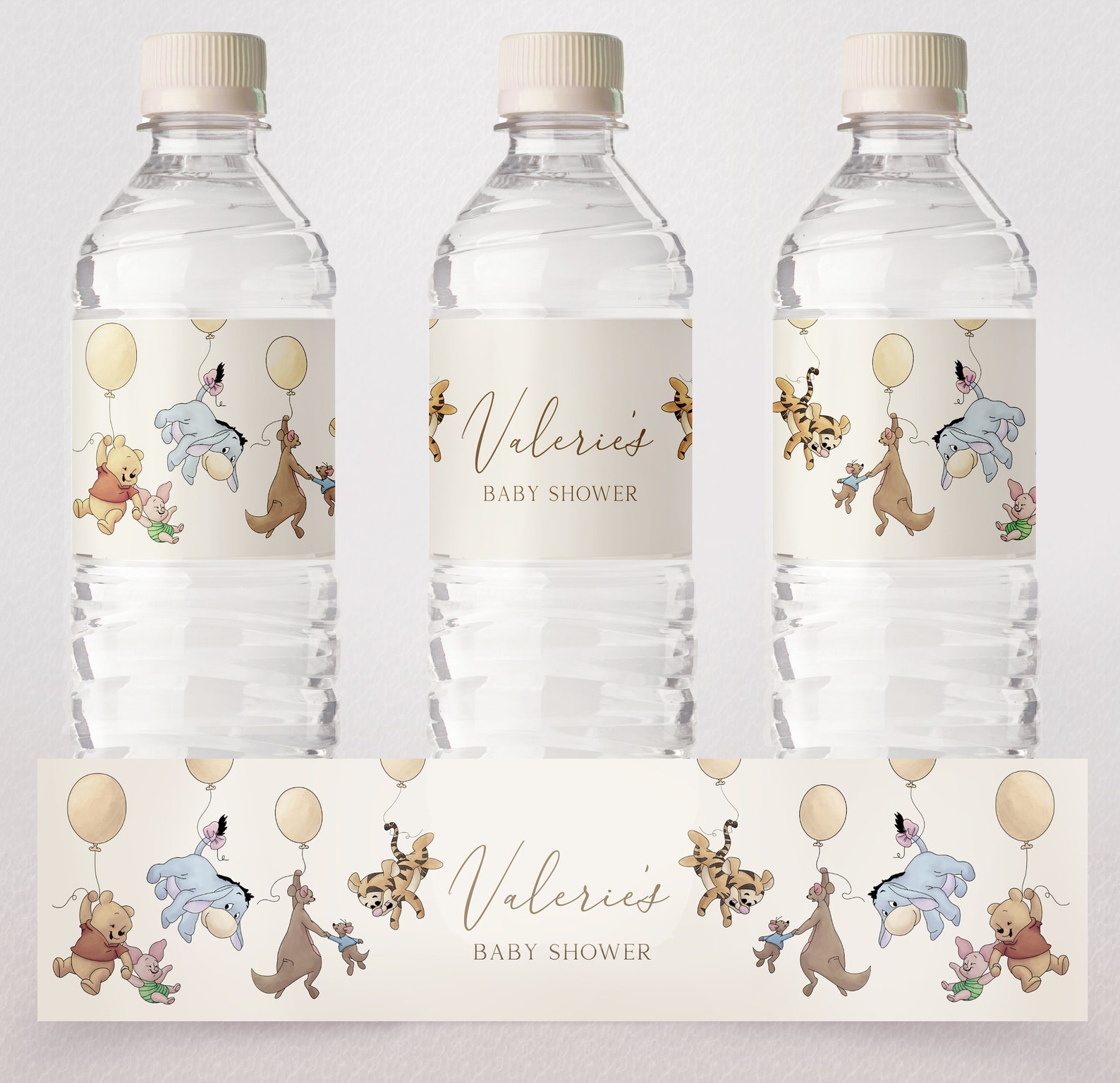 Classic Winnie the Pooh Water Bottle Label Vintage Pooh Gender Neutral ...