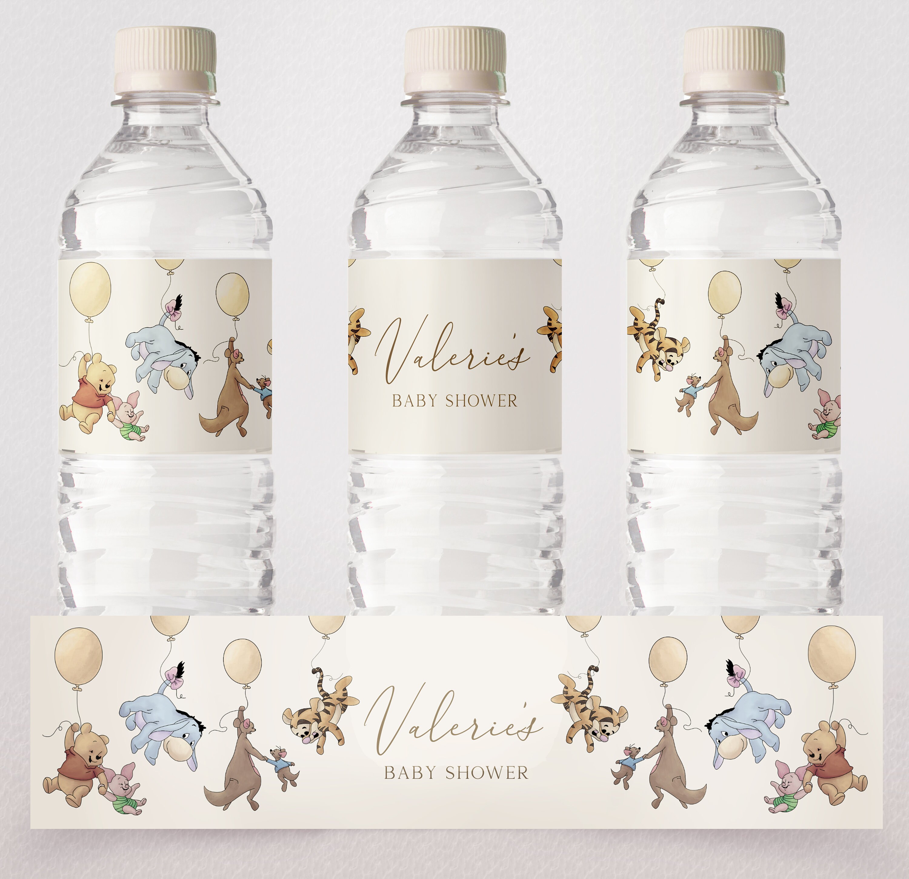 Classic Winnie the Pooh Water Bottle Label Vintage Pooh Gender Neutral ...