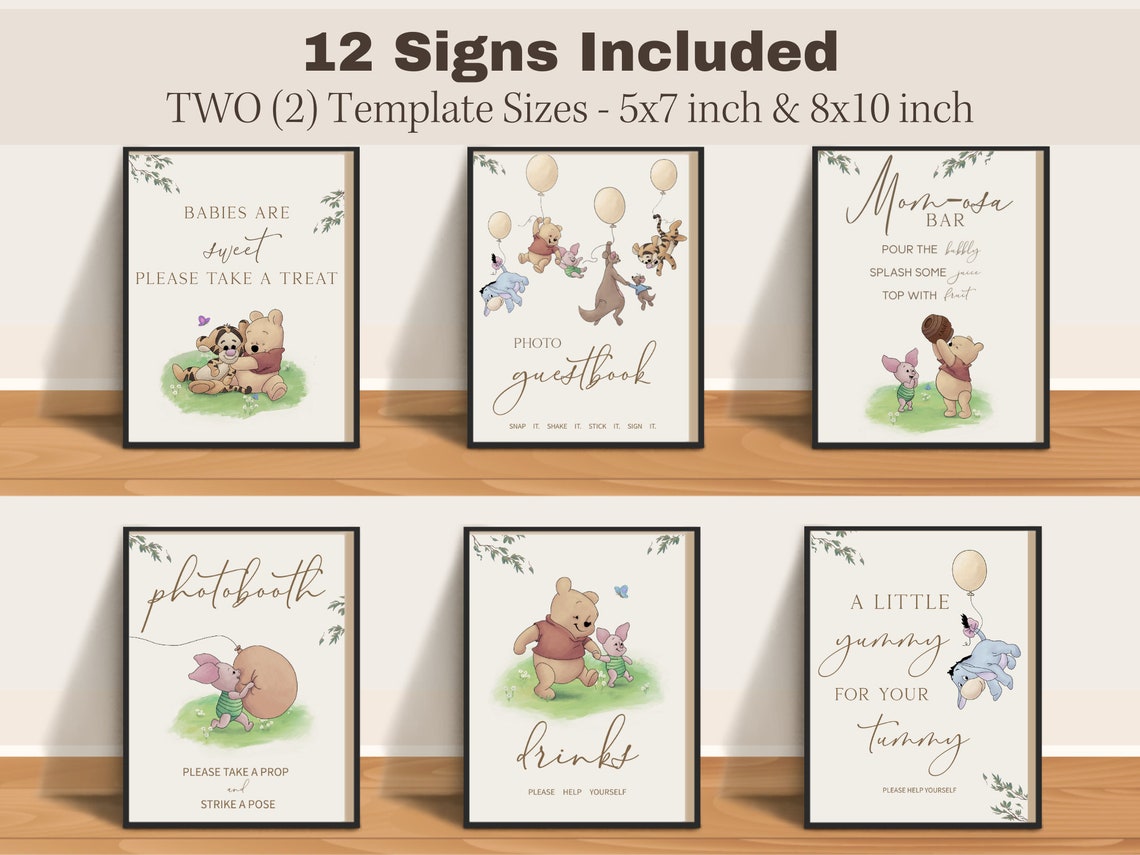 Classic Winnie the Pooh Sign Vintage Pooh Bear Digital Download ...