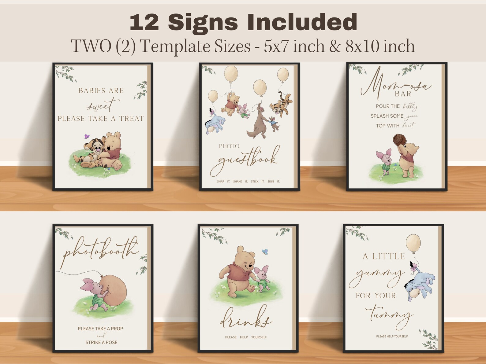 Classic Winnie the Pooh Baby Shower Signs,balloon Decor Sign Template ...
