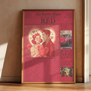 RED Digital Poster, Taylor Retro Newspaper Print, Taylor Red Lyrics ...