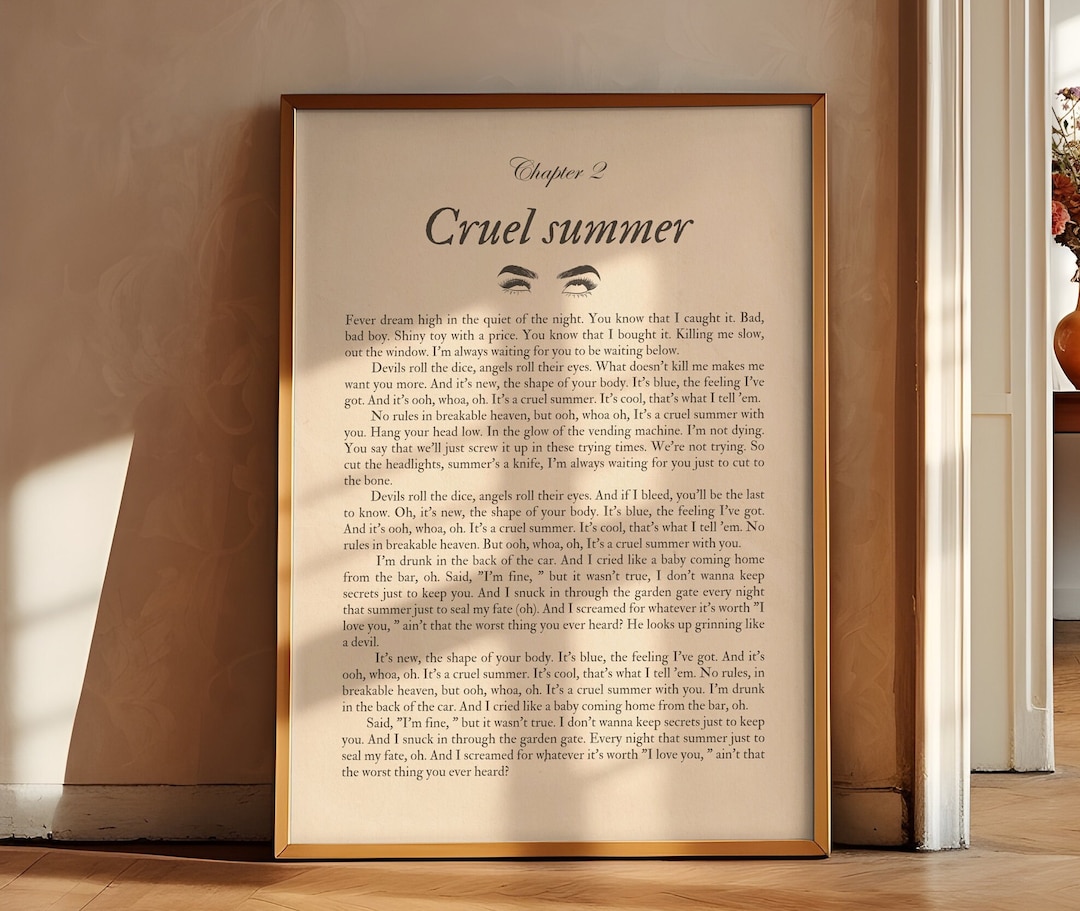 Cruel Summer Digital Poster, Taylor Retro Paper Print, Taylor Lover ...