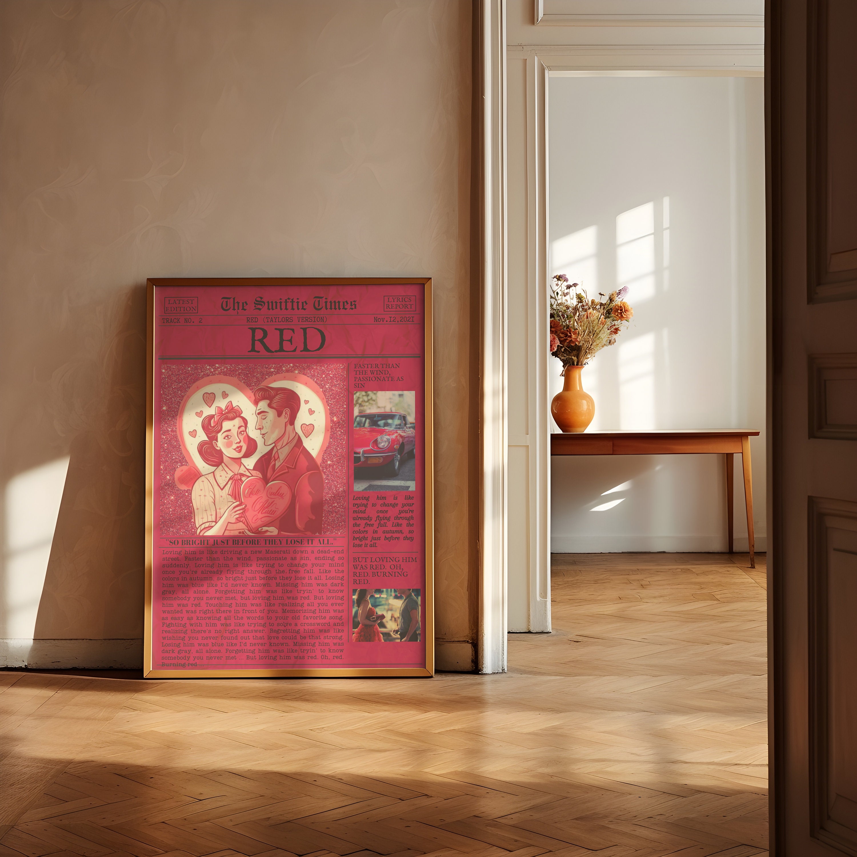 RED Digital Poster Taylor Retro Newspaper Print Taylor Red - Etsy