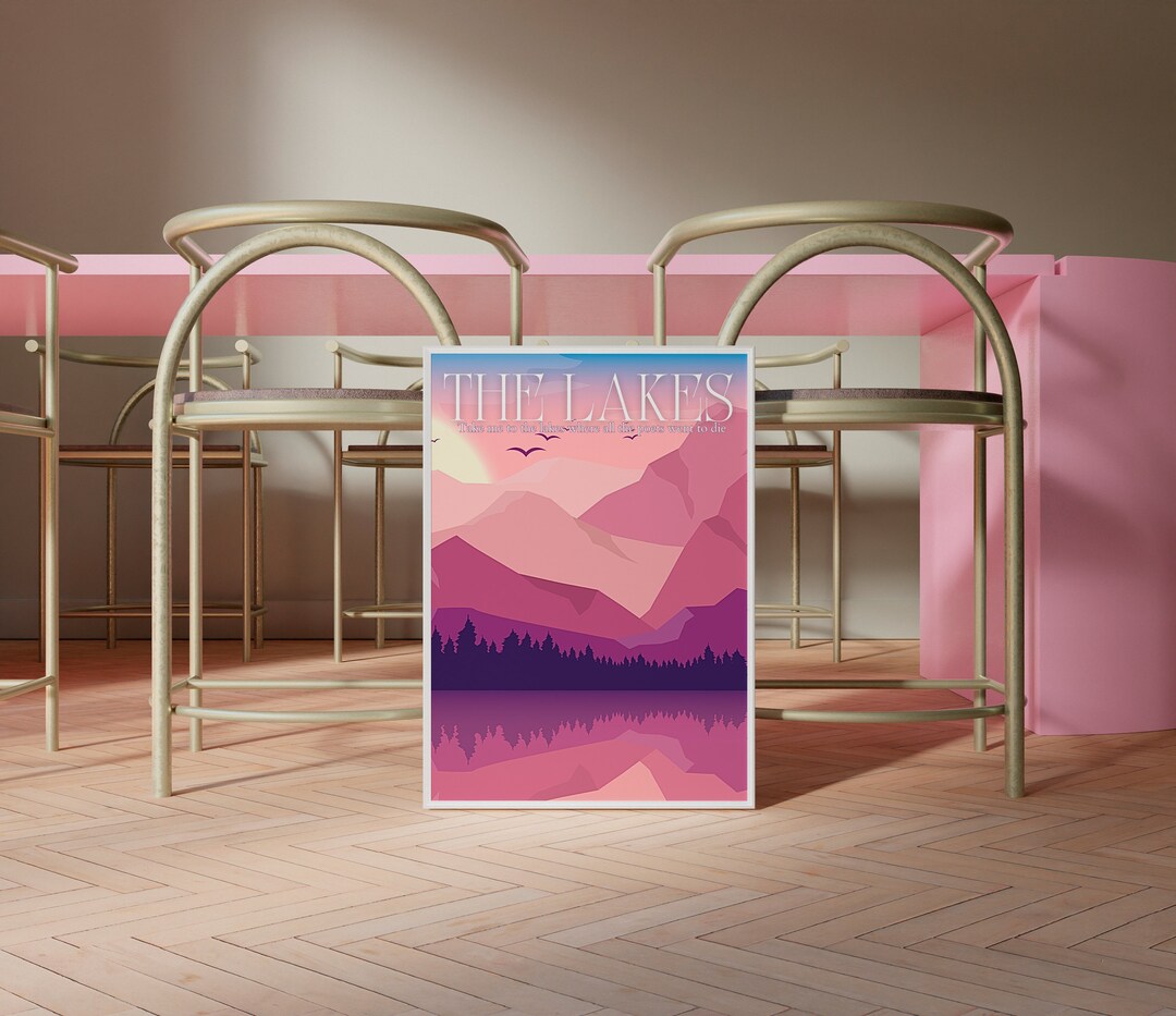 Folklore the Lakes, Digital Print, Retro Aesthetics, Pink Preppy Girly ...