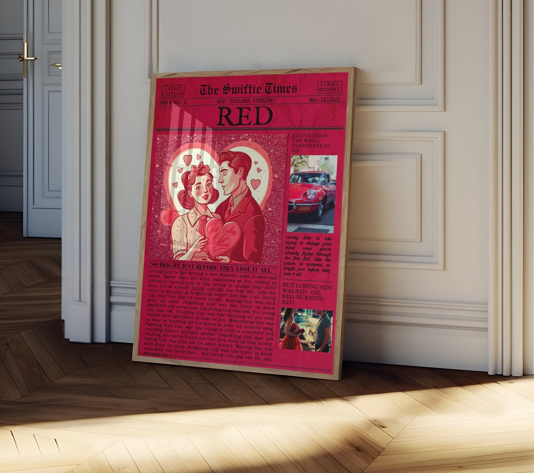 RED Digital Poster Taylor Retro Newspaper Print Taylor Red - Etsy