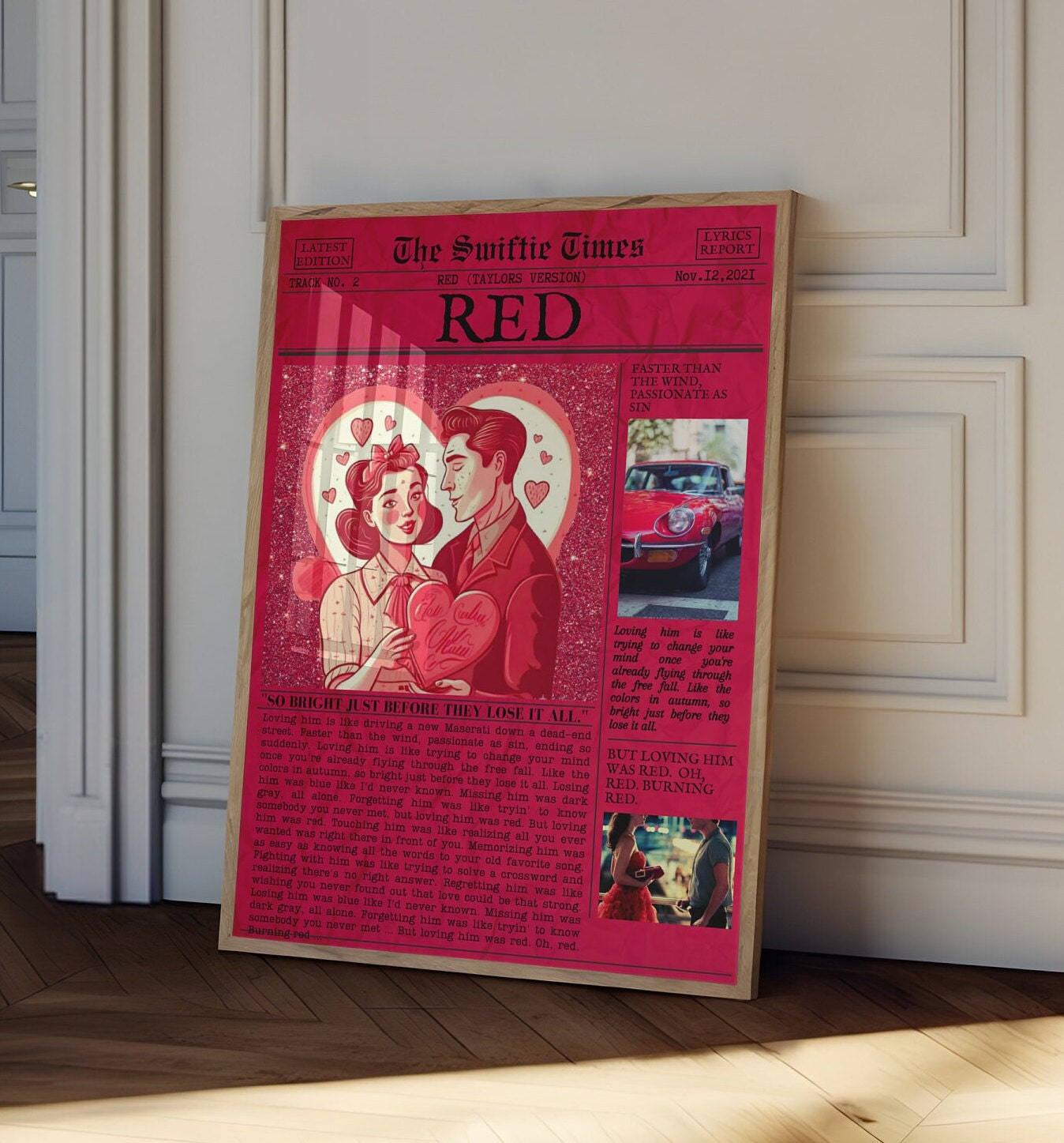 RED Digital Poster Taylor Retro Newspaper Print Taylor Red - Etsy