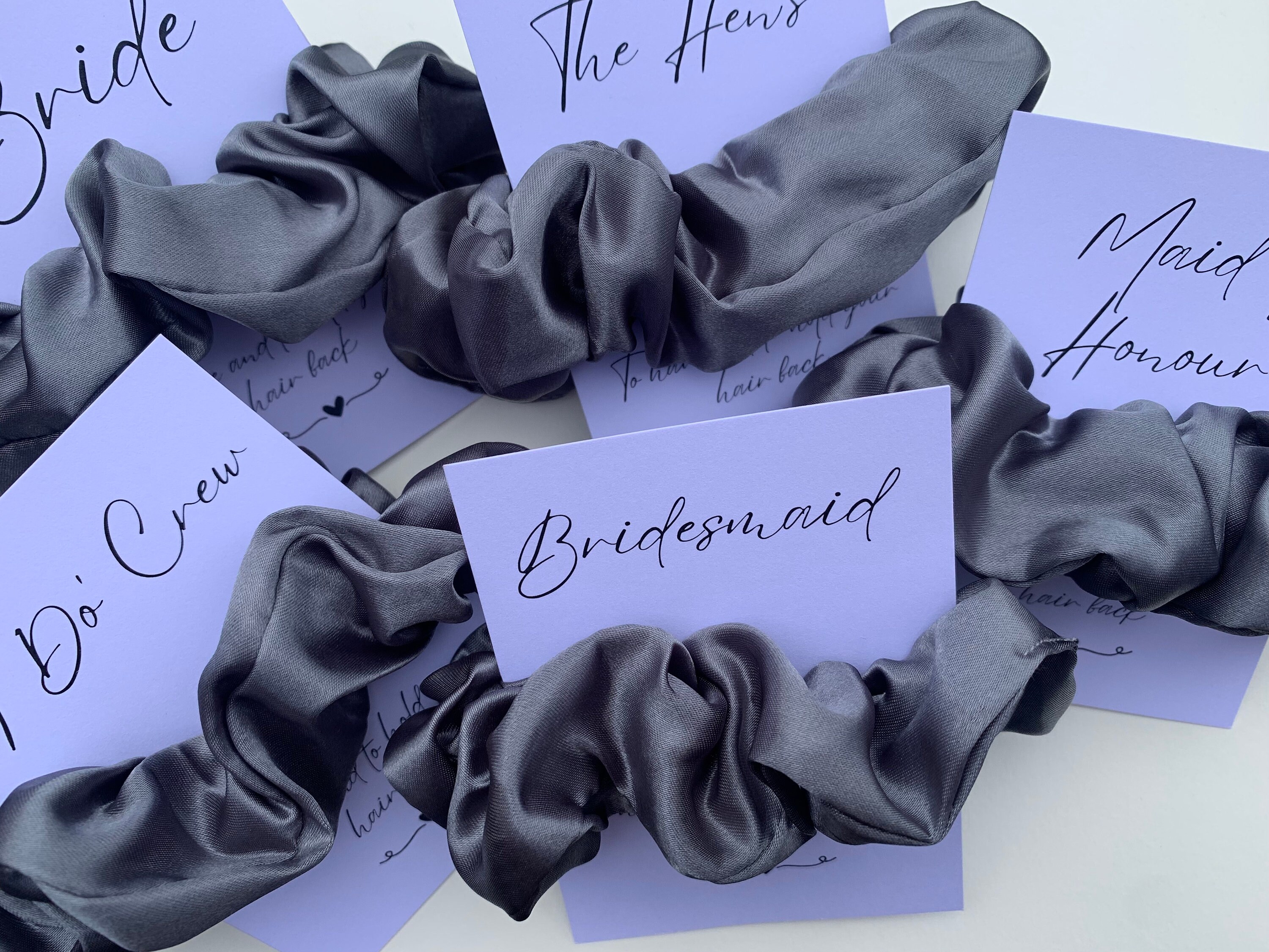 Dark Grey Wedding Scrunchie Bridal Hair Accessory Elegant - Etsy