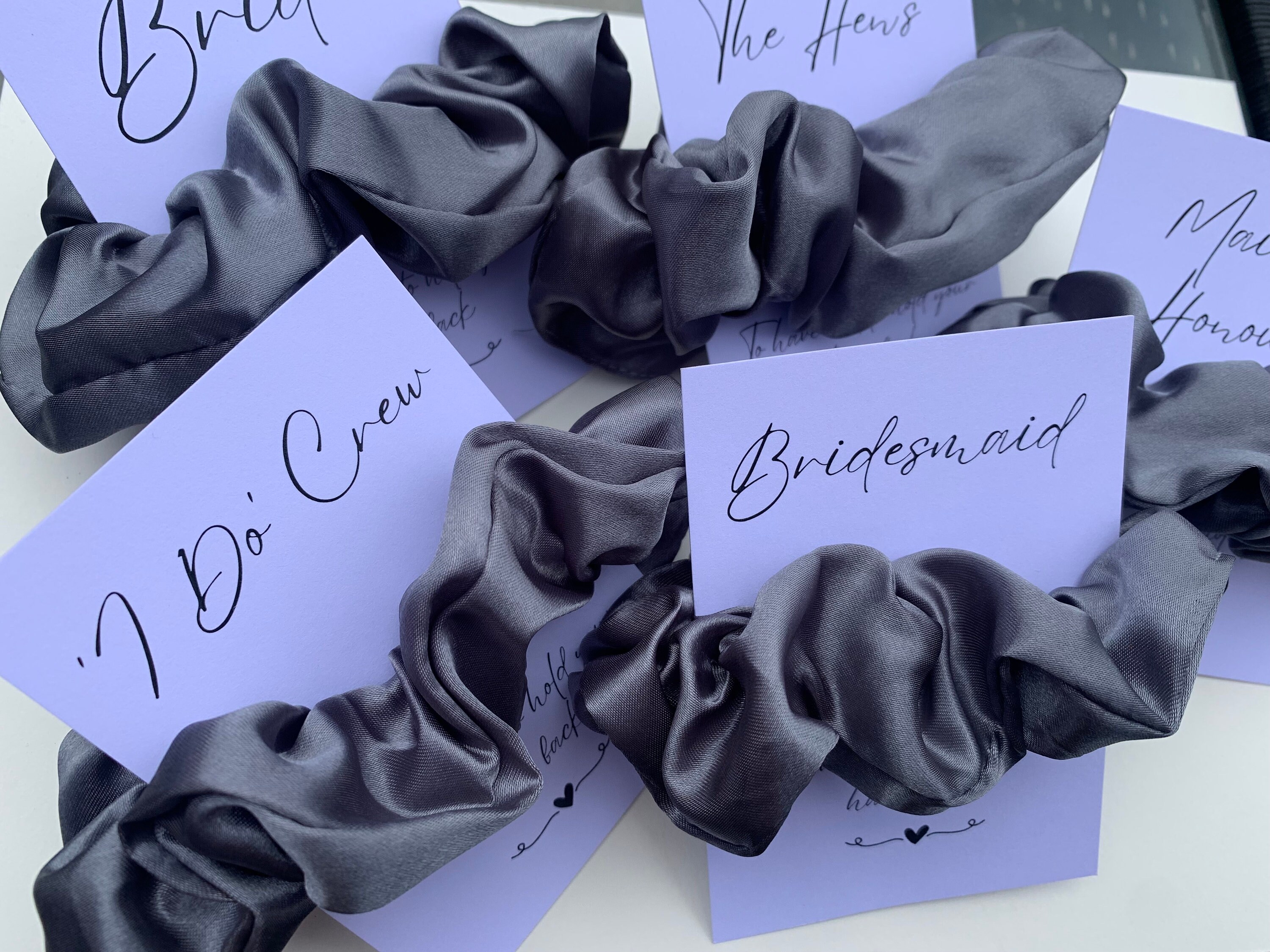Dark Grey Wedding Scrunchie Bridal Hair Accessory Elegant - Etsy