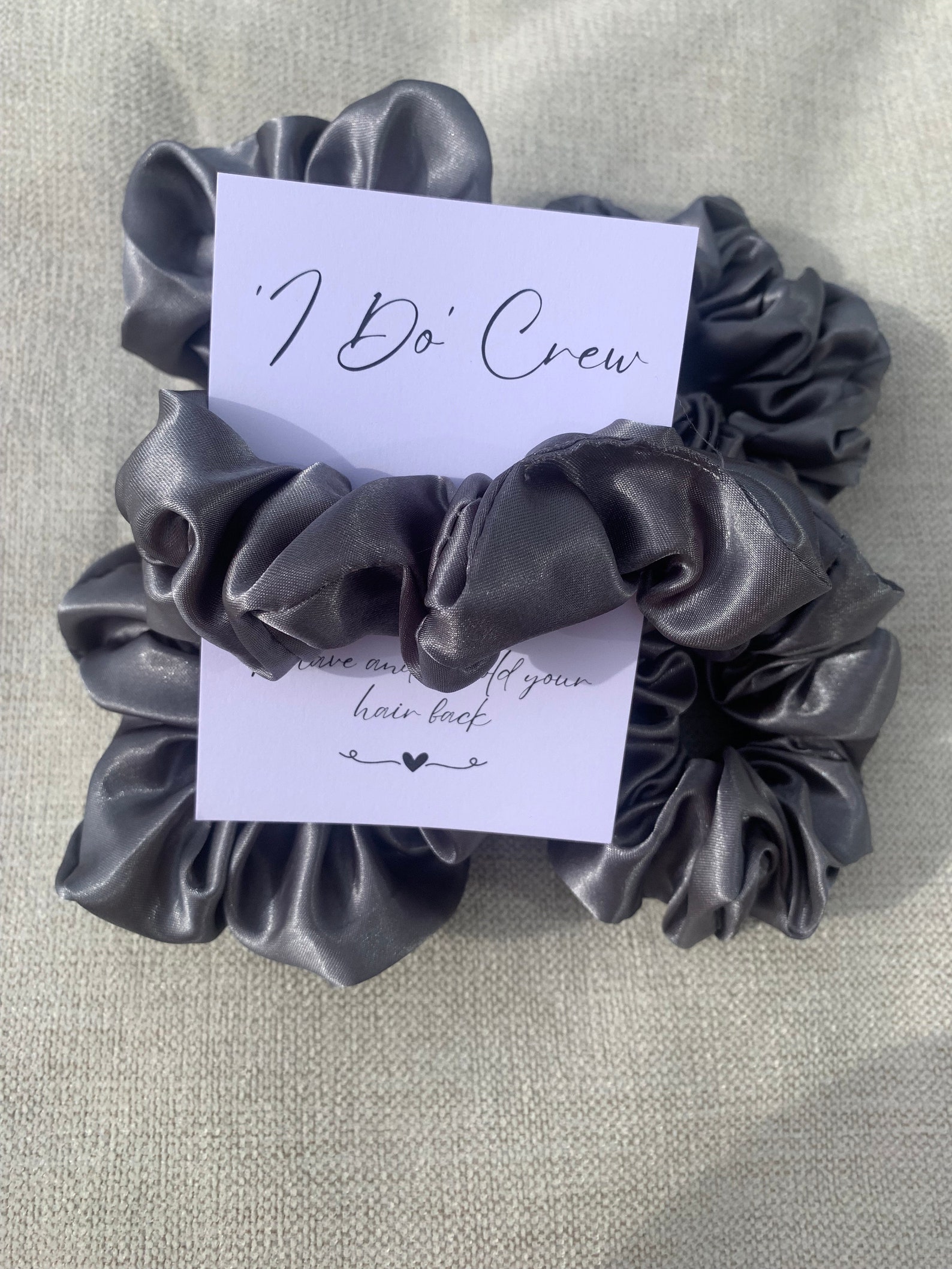 Dark Grey Wedding Scrunchie Bridal Hair Accessory Elegant - Etsy