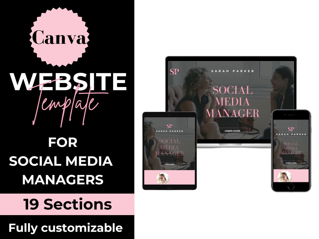 Social Media Manager Website Template | Minimal Canva Website Template ...