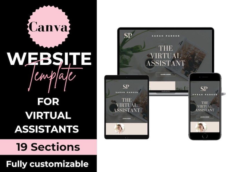 Virtual Assistant Website Template | Minimal Canva Website Template for ...