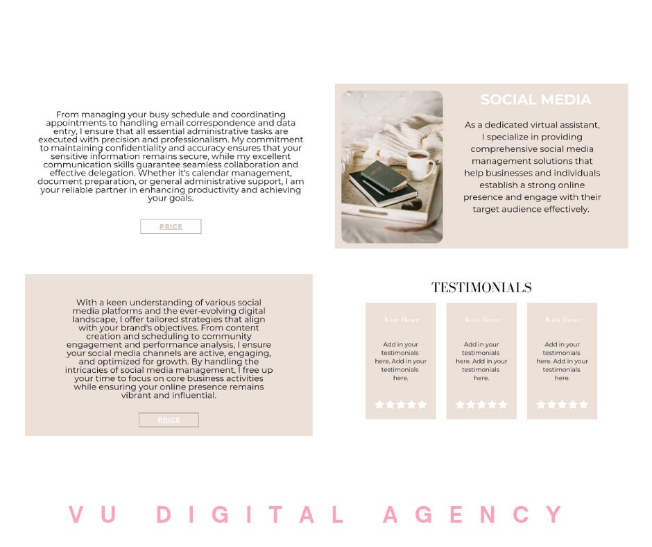 Virtual Assistant Website Template | Minimal Canva Website Template for ...