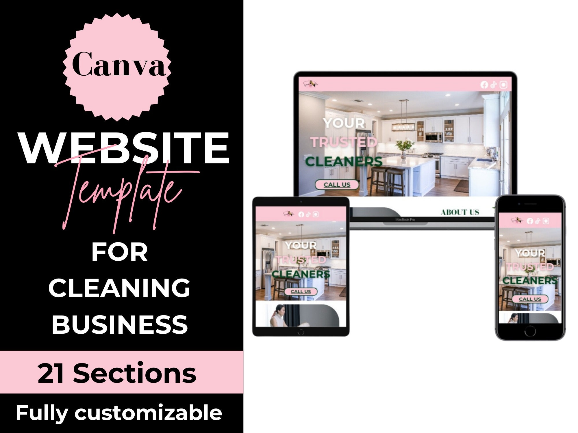 Cleaning Business Website Template | Canva Website Template for ...