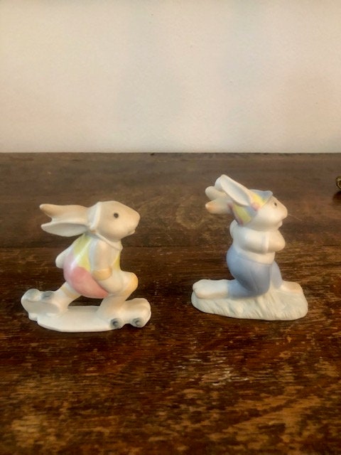 Vintage Fitz and Floyd Bunny Figurines, Bunny Figurines, Rabbit ...