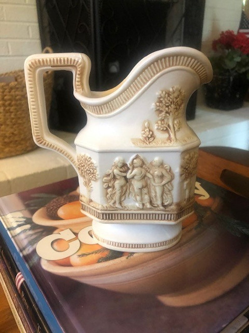 Vintage Norleans Greek Pitcher, Ivory Pitcher, Decorative Pitcher ...