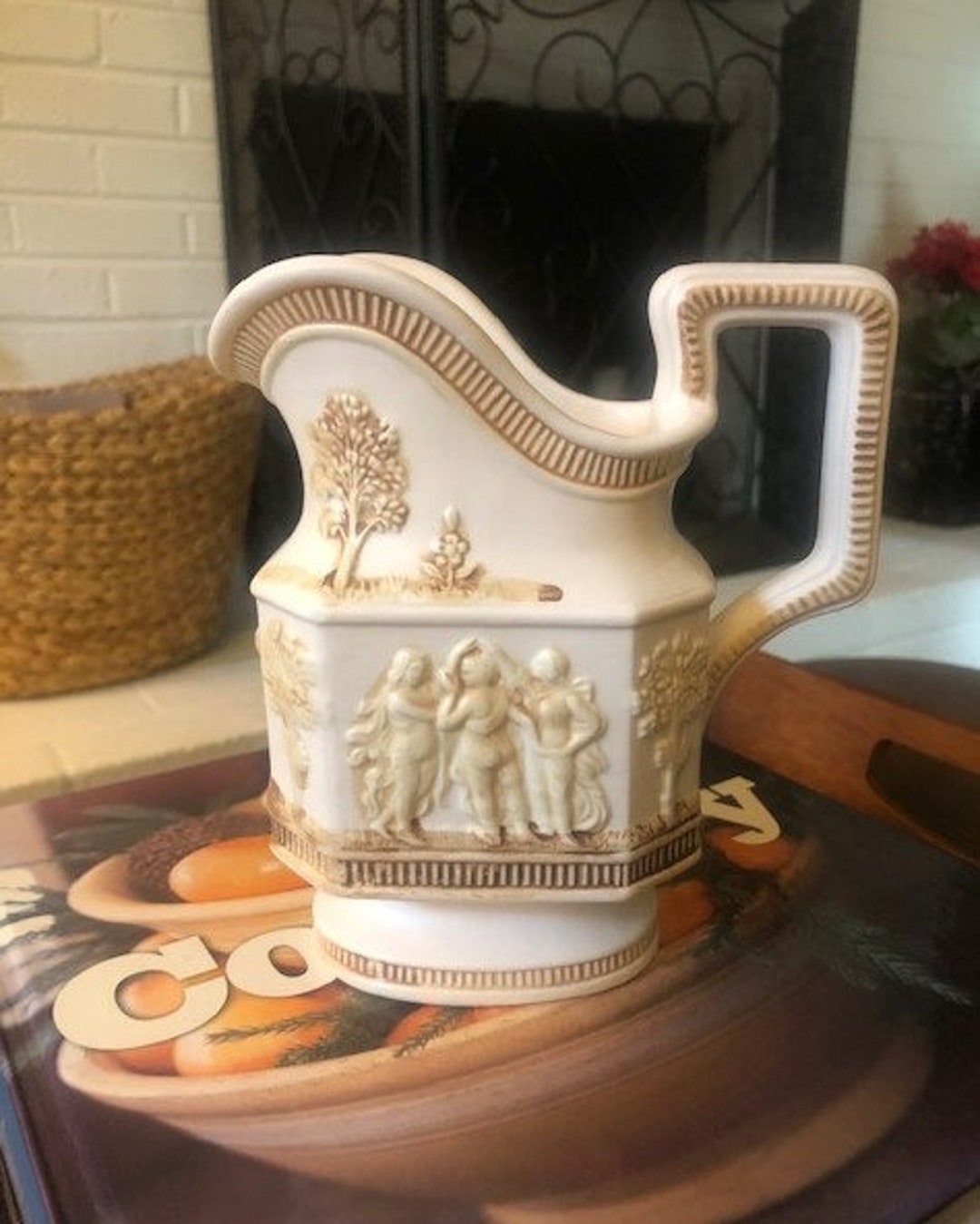 Vintage Norleans Greek Pitcher, Ivory Pitcher, Decorative Pitcher ...