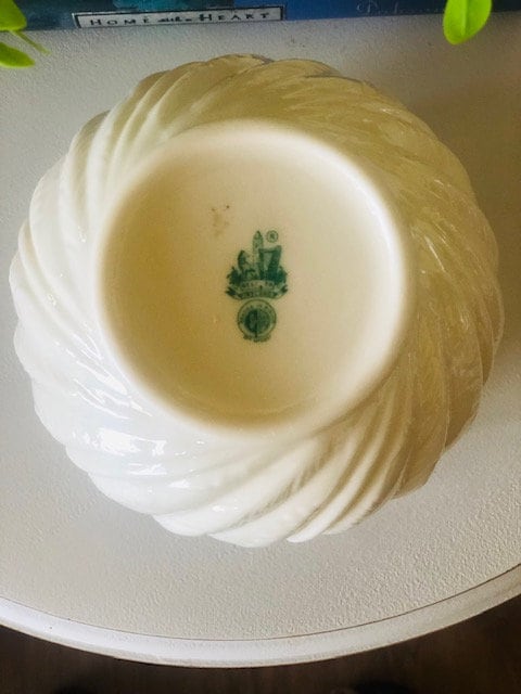 Vintage Belleek Ireland Porcelain Cabbage Leaf Bowl and Vintage Belleek ...