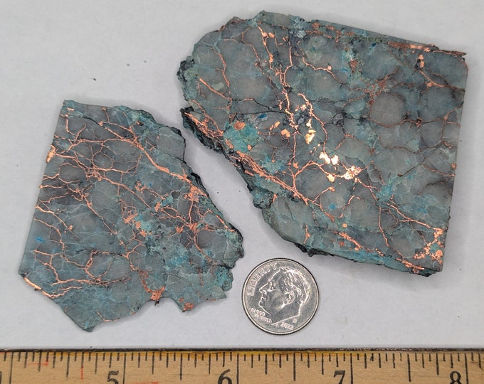 Native Copper in Quartz Ore Rough Mineral Lapidary Specimen Slabs From ...
