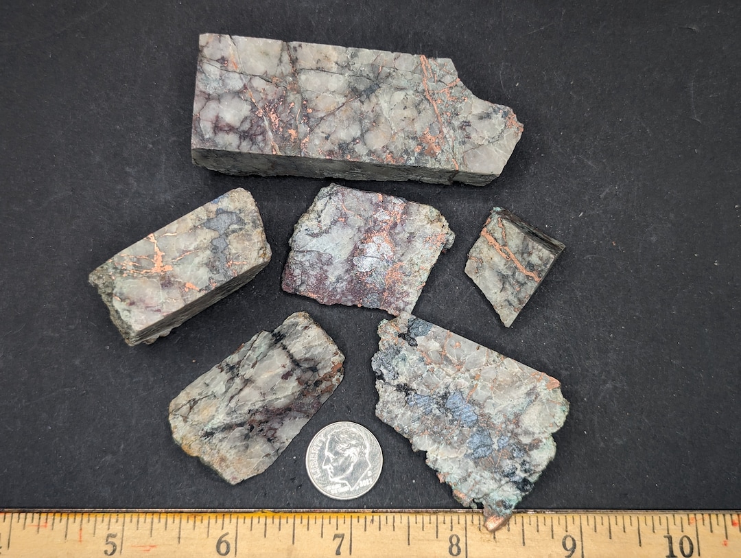 Native Copper in Quartz Ore Rough Mineral Lapidary Specimen Slabs ...