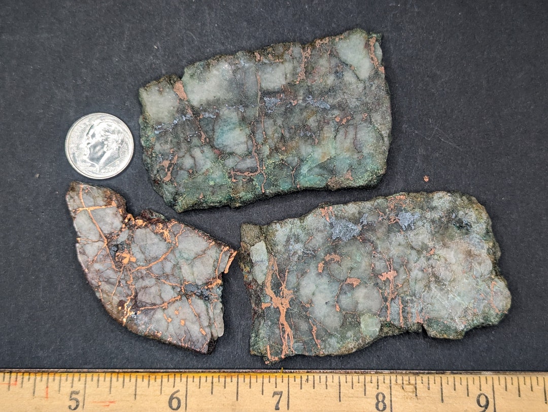 Native Copper in Quartz Ore Rough Mineral Lapidary Specimen Slabs From ...