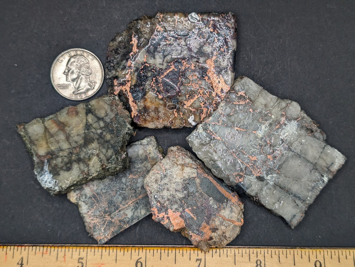 Native Copper in Quartz Ore Rough Mineral Lapidary Specimen Slabs From ...