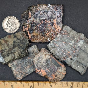 Native Copper in Quartz Ore Rough Mineral Lapidary Specimen Slabs From ...